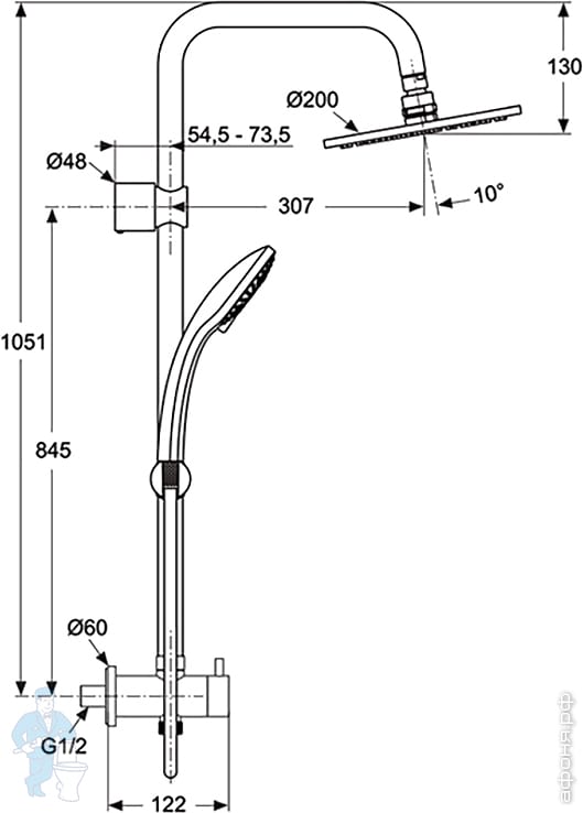Ideal Standard IDEALDUO Душевая система A5691AA лейка 3 функции ...