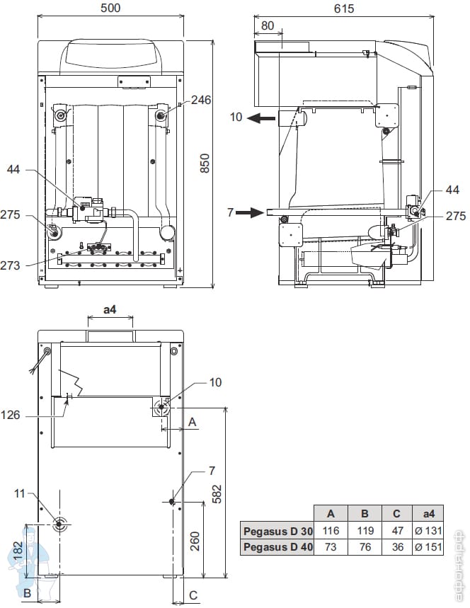 Одноконтурный газовый котел FERROLI PEGASUS D45 45 кВт, напольный ...