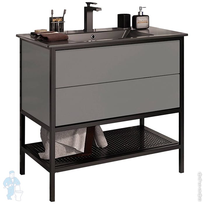 Тумба под раковину Opadiris Треви 90 (910х860х510) напольная, цвет серый матовый | Афоня.рф