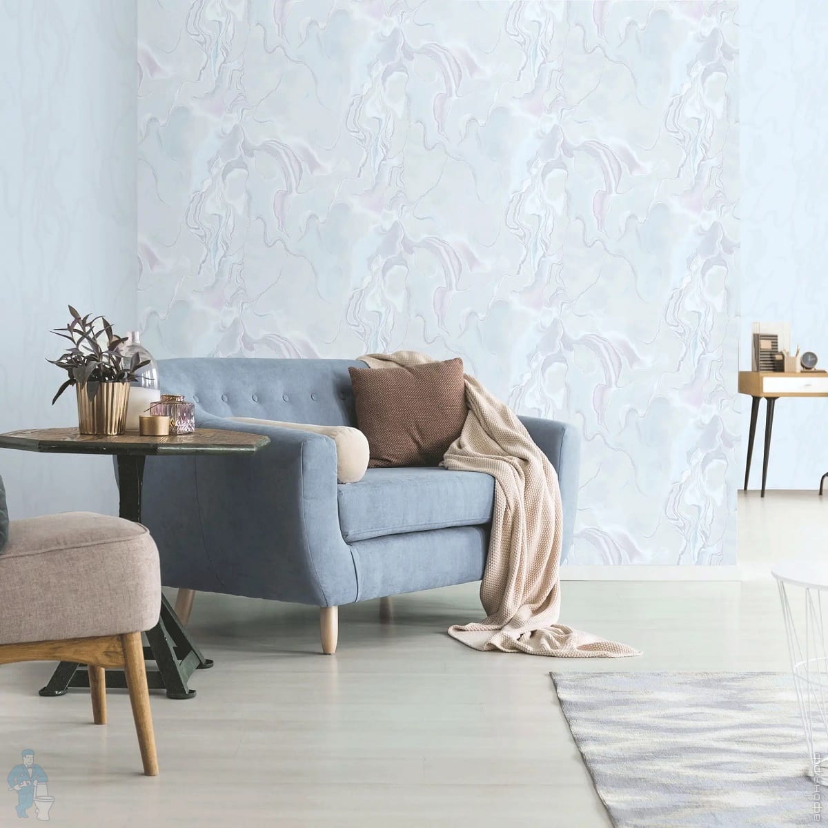 Обои виниловые на флизелине Erismann Talisman (1,06х10,05) мрамор, голубые 60391-04 (рул ...