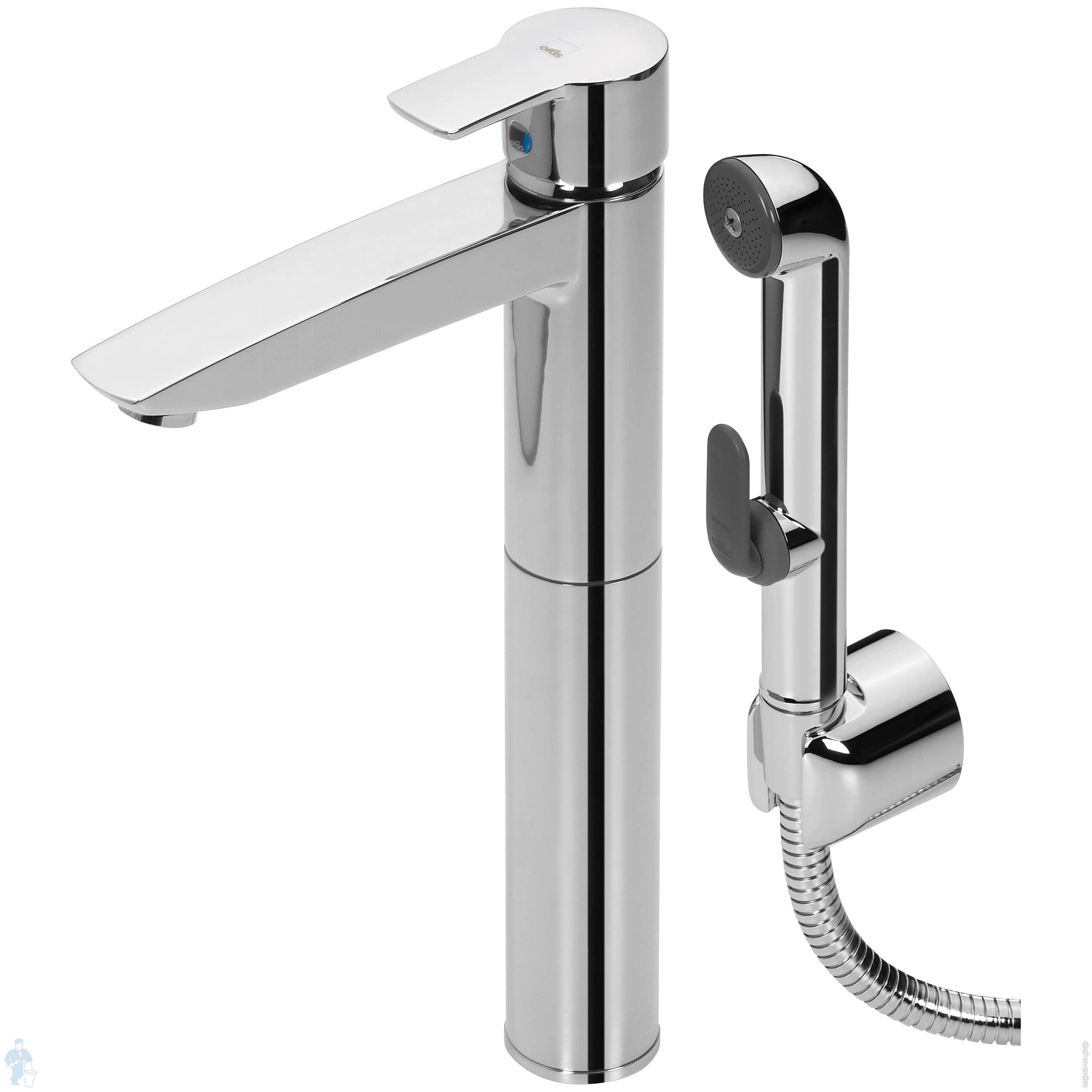 ORAS CUBISTA 2802 Смеситель для умывальника высокий, с душем, донным ...