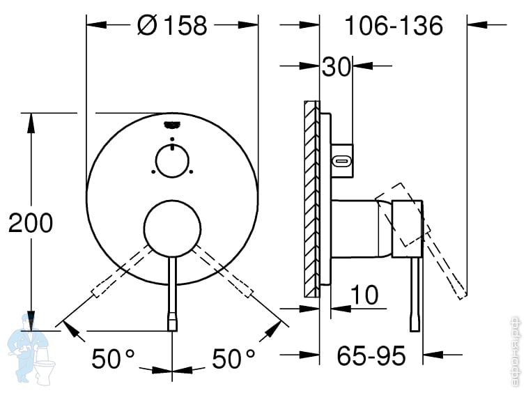 Смеситель Grohe Essence 24092001 для ванны однорычажный, внешняя часть ...