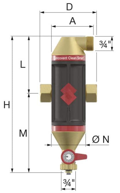 Сепаратор воздуха и грязи Flamco Flamcovent Clean Smart 1 1/4, FL30044 ...