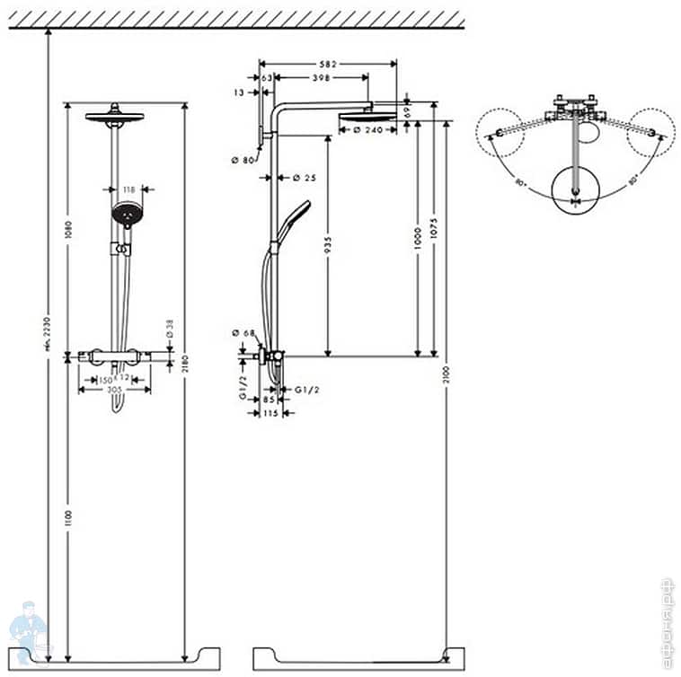 Душевая система Hansgrohe Raindance Select S 240 2jet Showerpipe с ...